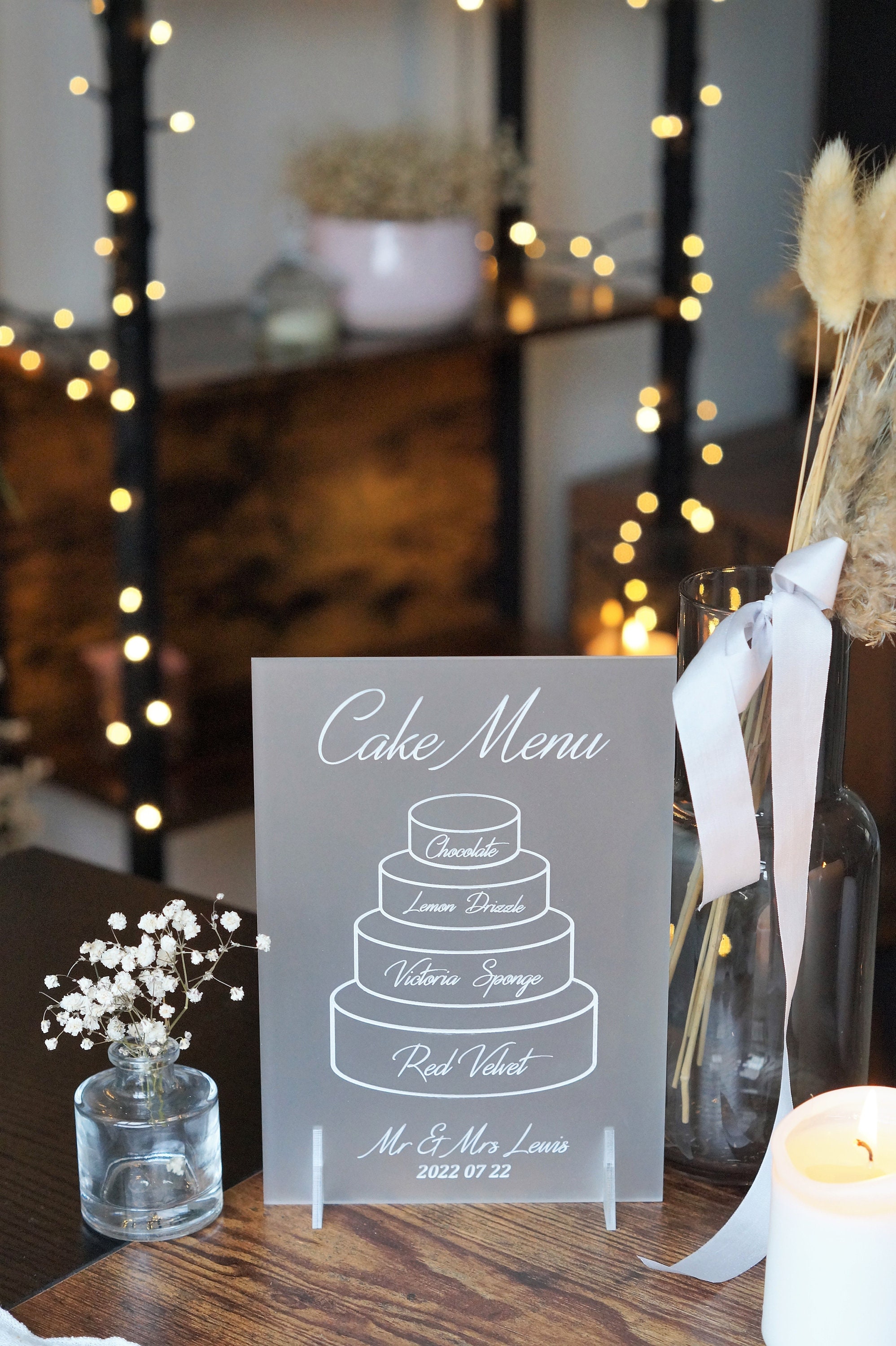 Personalised Wedding Cake Menu Sign Wedding Cake Flavour - Etsy