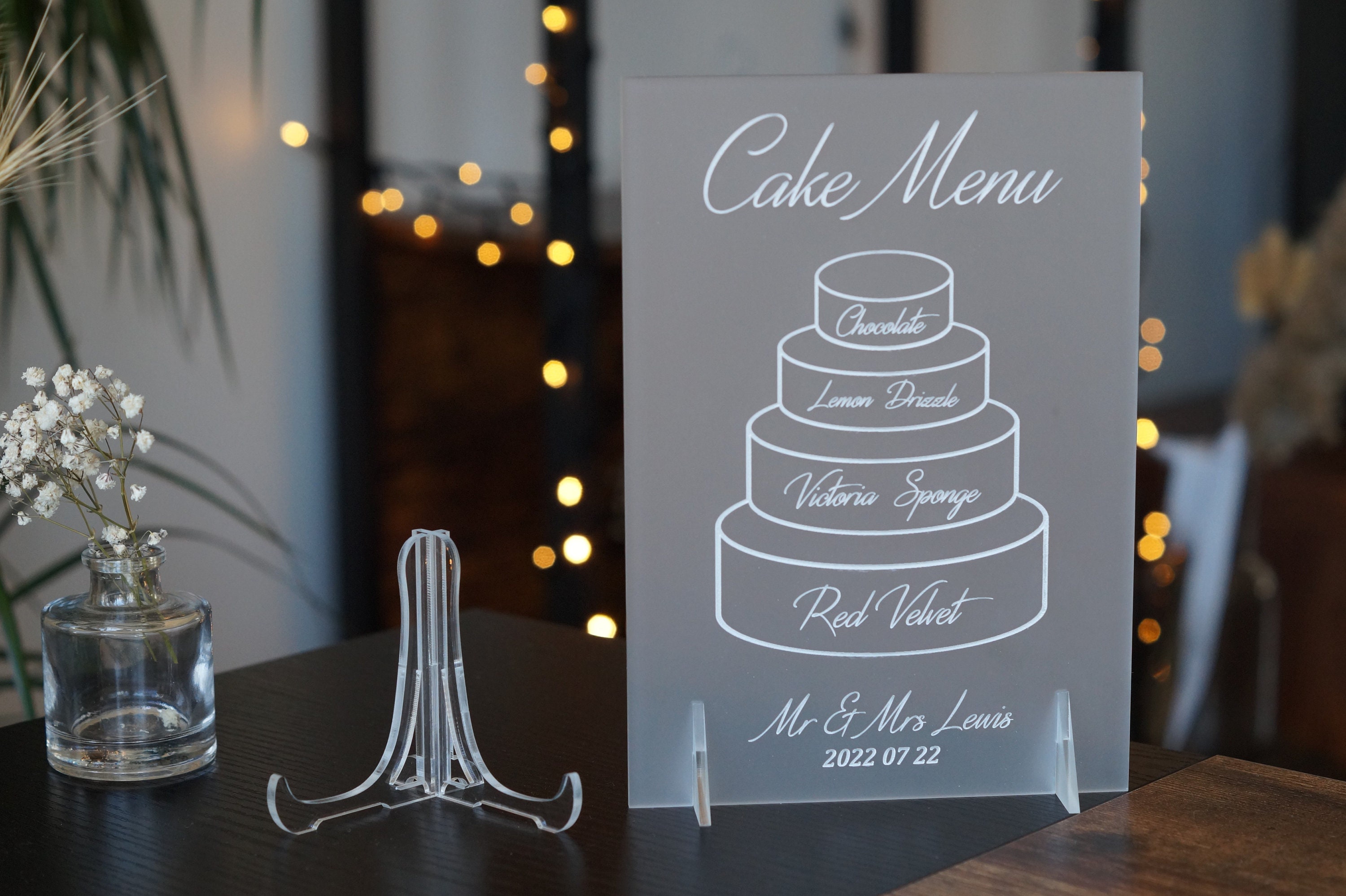 Personalised Wedding Cake Menu Sign Wedding Cake Flavour - Etsy