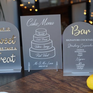 Personalised Wedding Cake Menu Sign, Wedding Cake Flavour Sign, Sweet ...