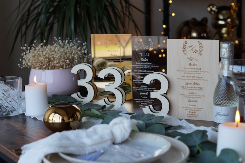 Custom Table Number With Menu, Personalised Table Number and Wedding ...