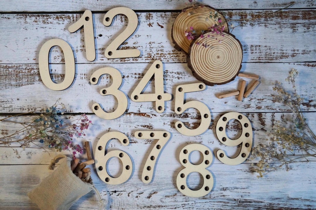 Wooden Numbers Set, Wooden Children Educational Toy, Montessori ...