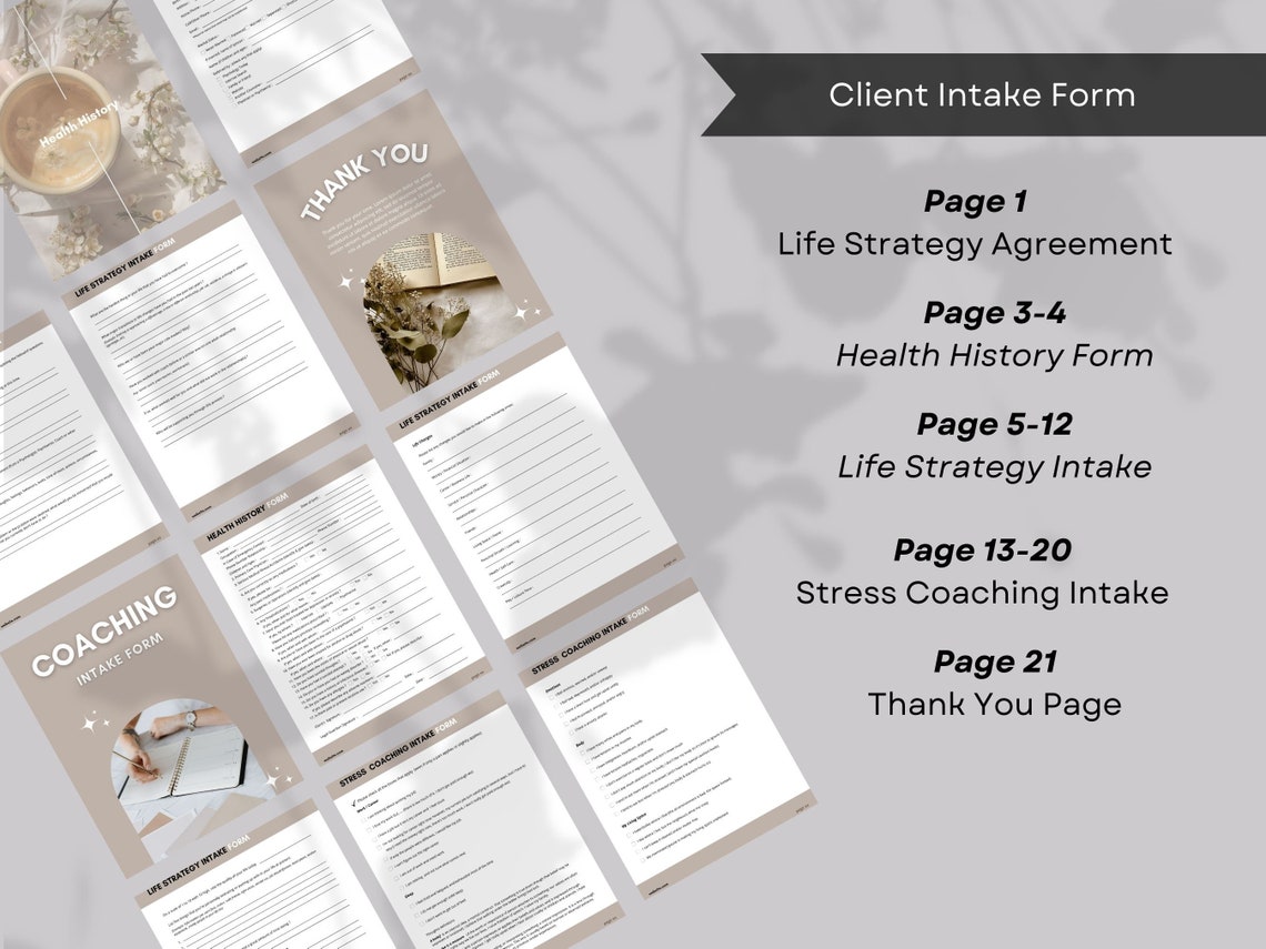 Client Coaching Intake Forms for Coaches, Therapist, Coaching Form ...