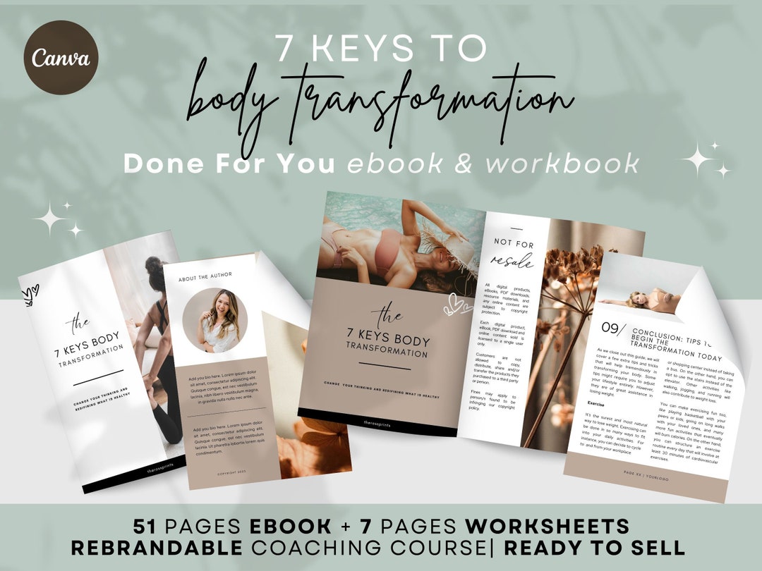 Body Transformation Ebook & Workbook for Health Coach Rebrandable ...