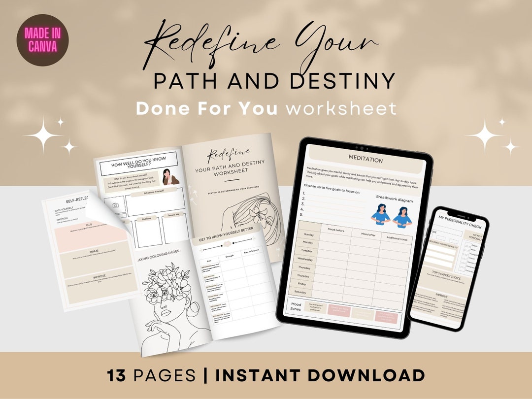 Redefine Your Path and Destiny Worksheet, Done for You Coaching Program ...