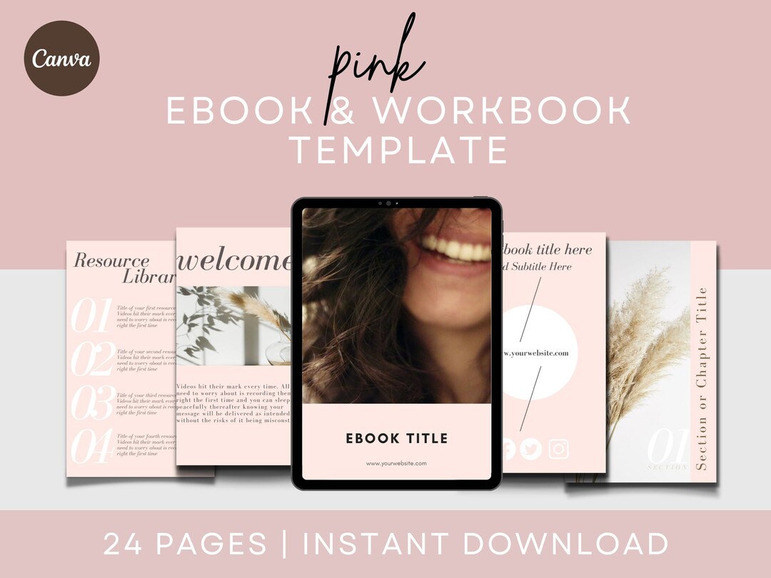 Editable and Printable Pink Minimalist Ebook/workbook Canva Template - Etsy
