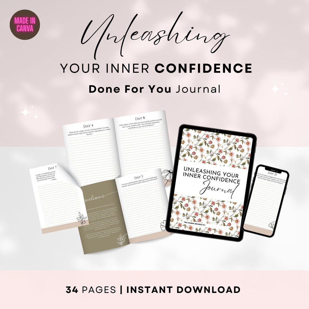 Self Confidence Journal, Self Esteem, Lead Magnet, Done for You Course, Coaching Program, PLR ...