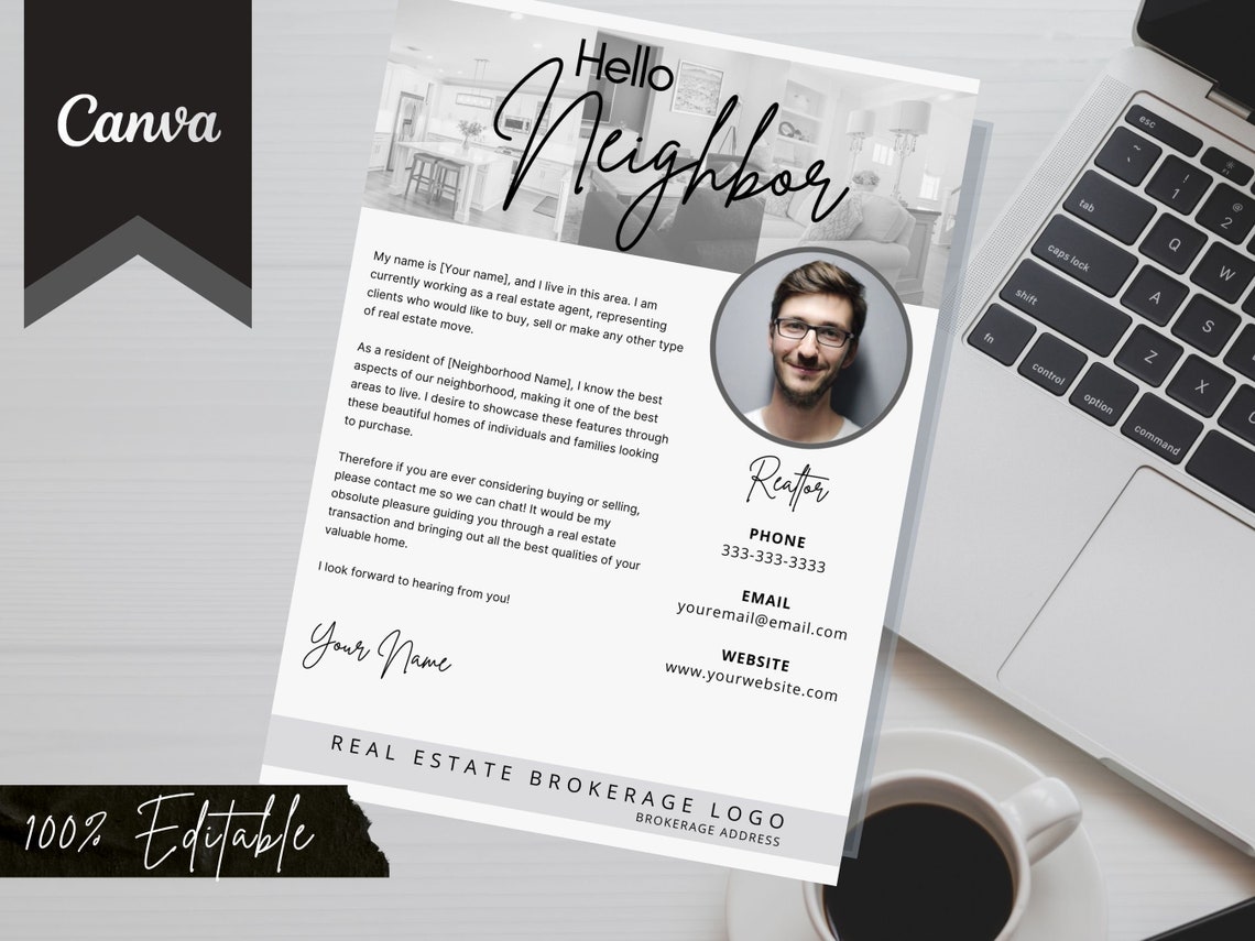 Real Estate New Agent Introduction Letter Flyer Template Etsy