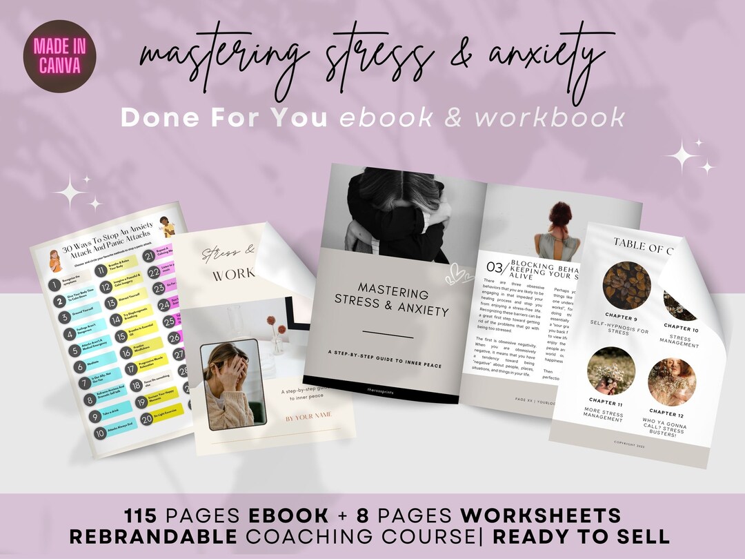 Stress and Anxiety Ebook, Workbook ,done for You Course, Rebrandable ...