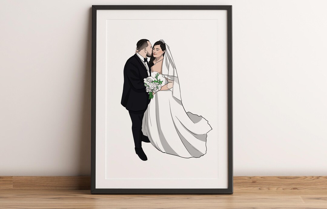 Custom Couple/wedding Drawing, Wedding Portrait, Engagement Drawing ...