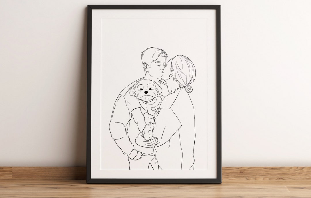 Dog and Owner Portrait, Printable Pet Portrait, Custom Line Art ...