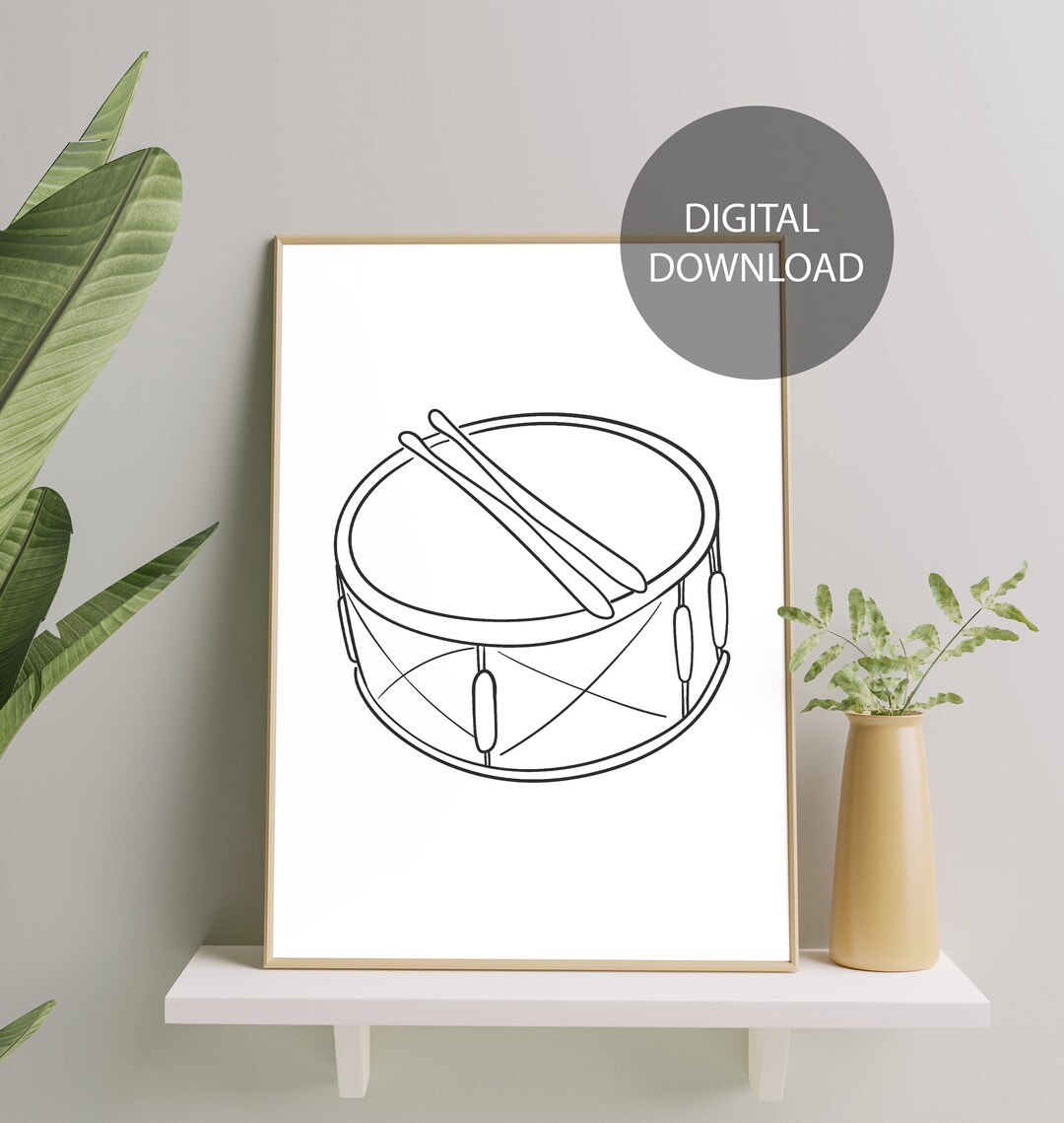 Snare Drum Line Art, Snare Drum Minimalist Wall Art, Snare Drum Print ...