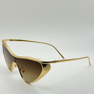 Gold Cat-eye Shield Sunglasses: Gradient Lens UV400 Fashion Eyewear - Etsy