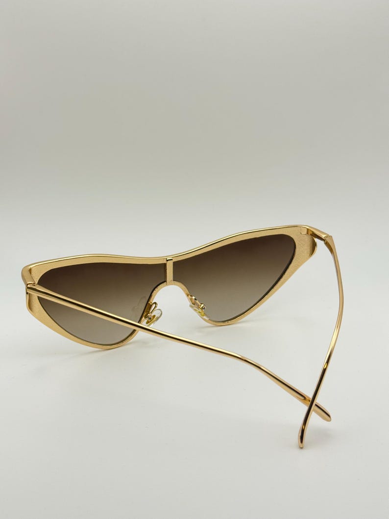Gold Cat-eye Shield Sunglasses: Gradient Lens UV400 Fashion Eyewear - Etsy