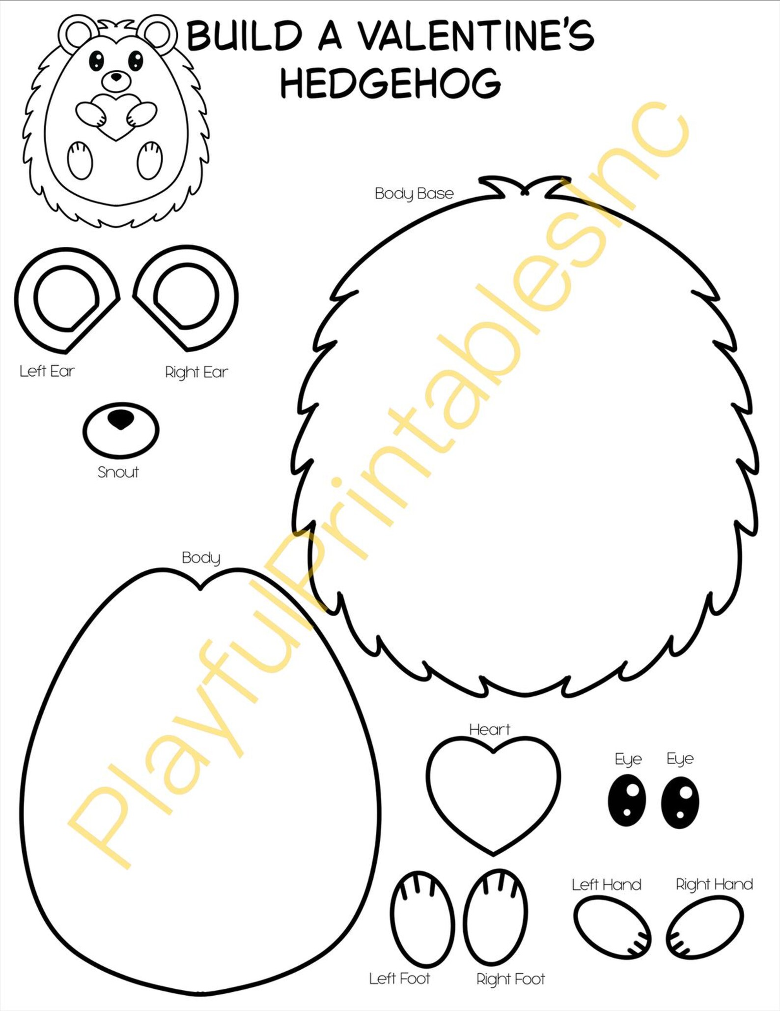Build A Valentine's Hedgehog Craft: Adorable Cut & Paste Activity - Etsy