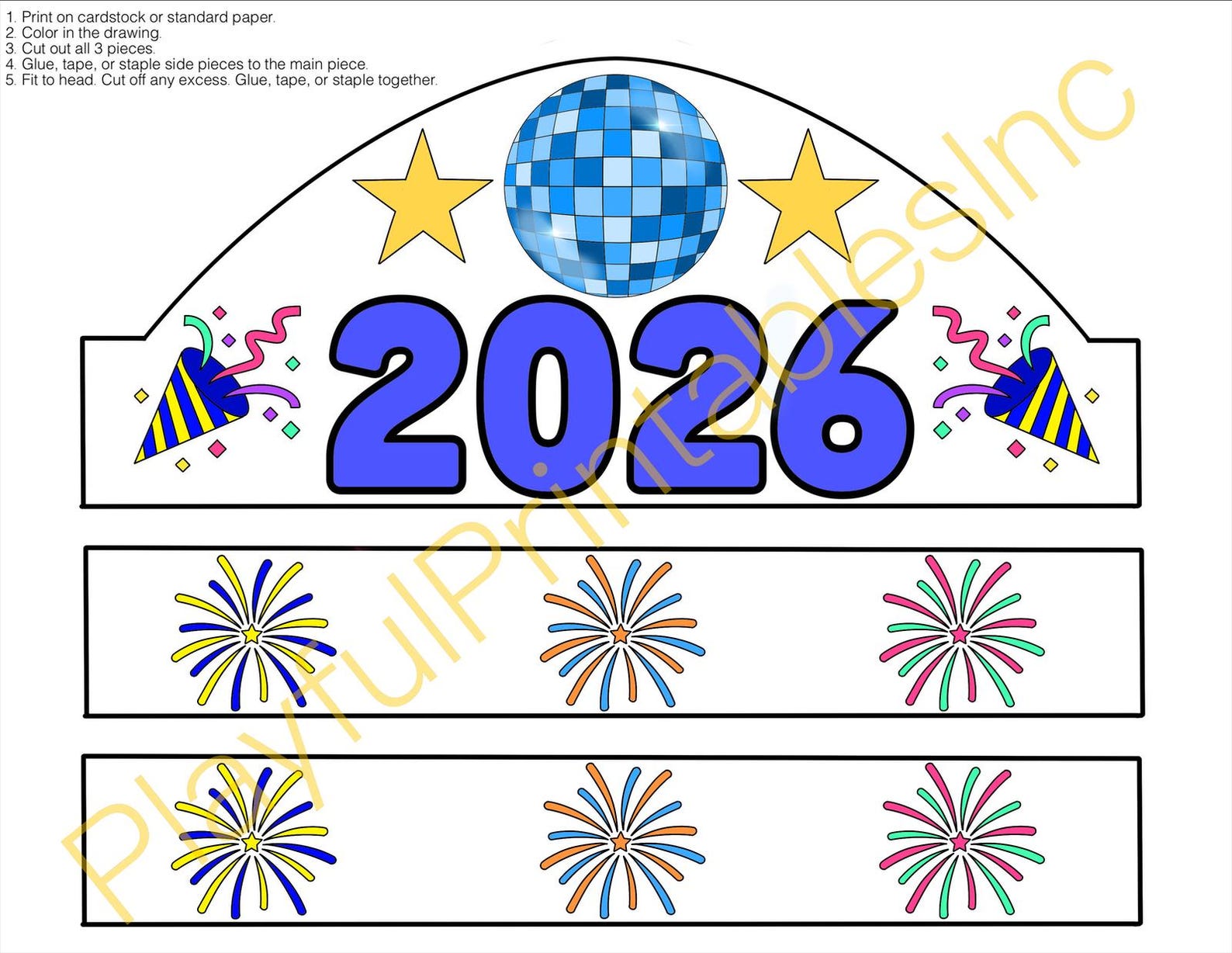 2026 Happy New Year Paper Crown Printable - Etsy