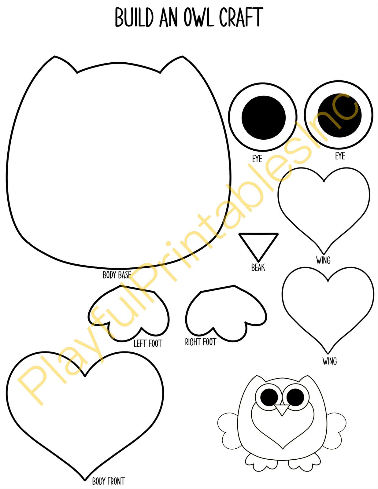 Build an Owl Craft: Heart-shaped Valentine’s Day Printable PDF - Etsy