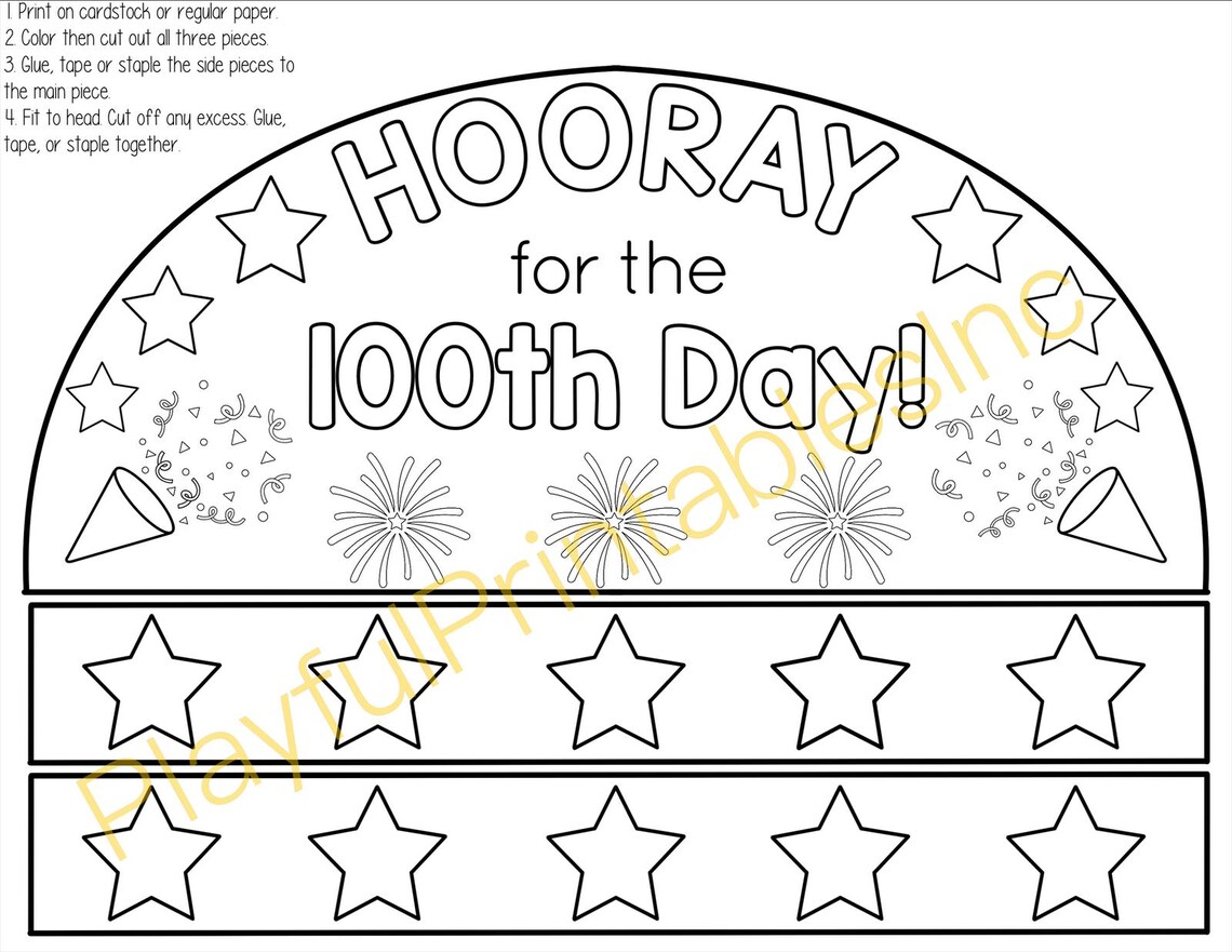100th Day of School Crown: "100 Days Smarter" Paper Hat Craft PDF - Etsy