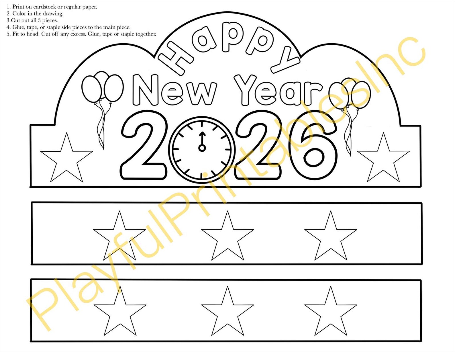 2026 New Year’s Hat & Crown Craft PDF - Etsy UK