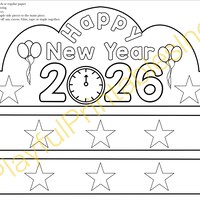 Happy New Year 2026 Crown, New Years Party Paper Crown Craft, Paper Hat ...