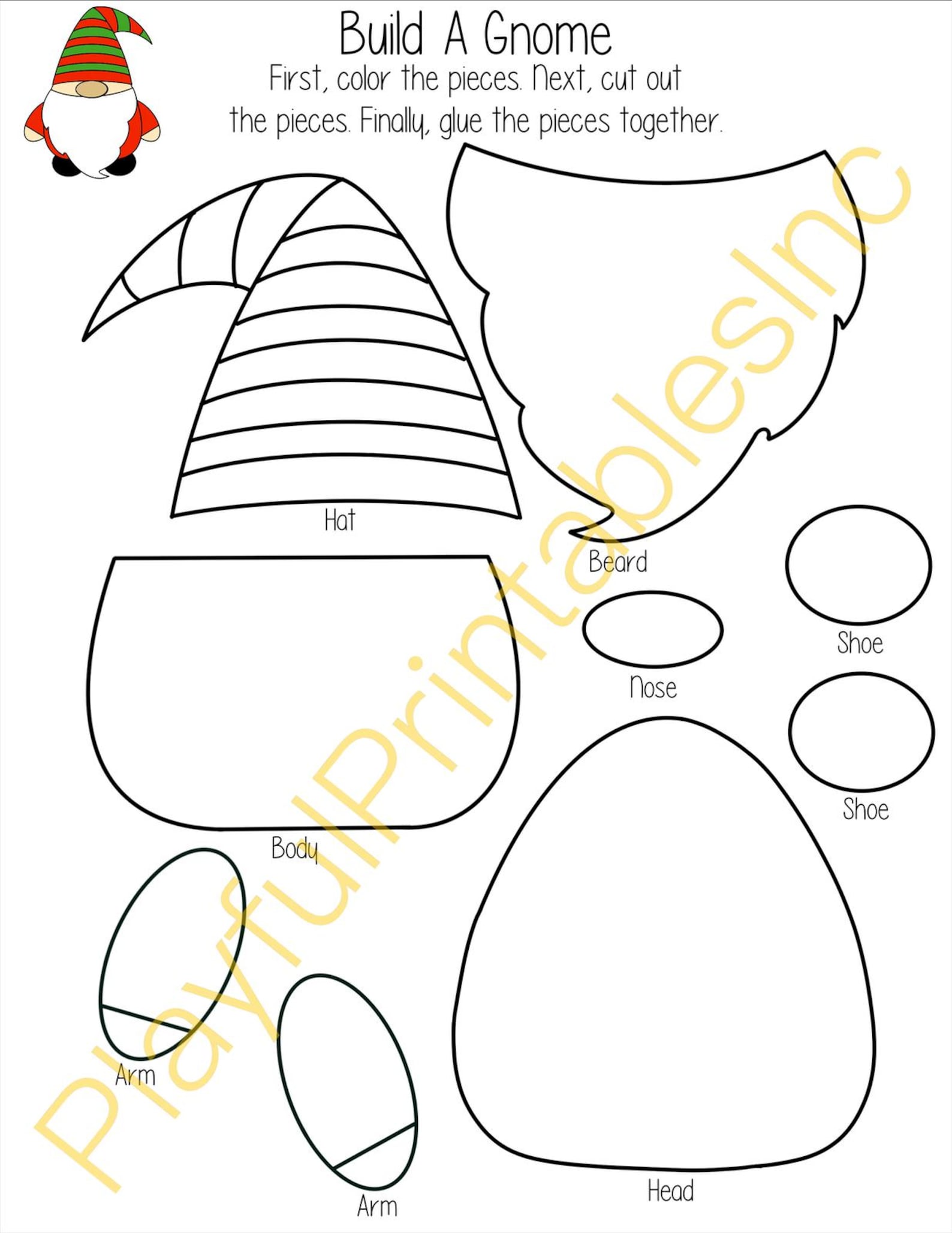 Build a Gnome Printable Craft - Etsy