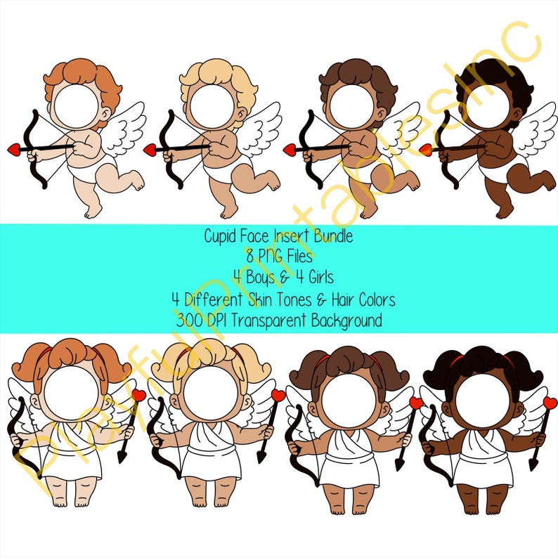 Personalized Cupid Face Insert PNG Bundle - Etsy