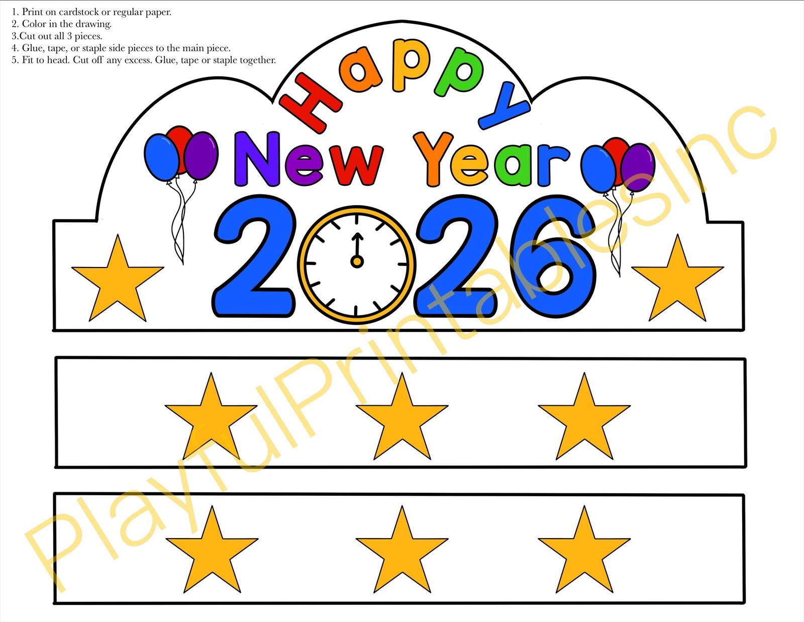 2026 New Year’s Hat & Crown Craft PDF - Etsy