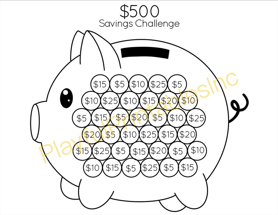 500 Savings Challenge Printable: Fun Money Saving Tracker - Etsy