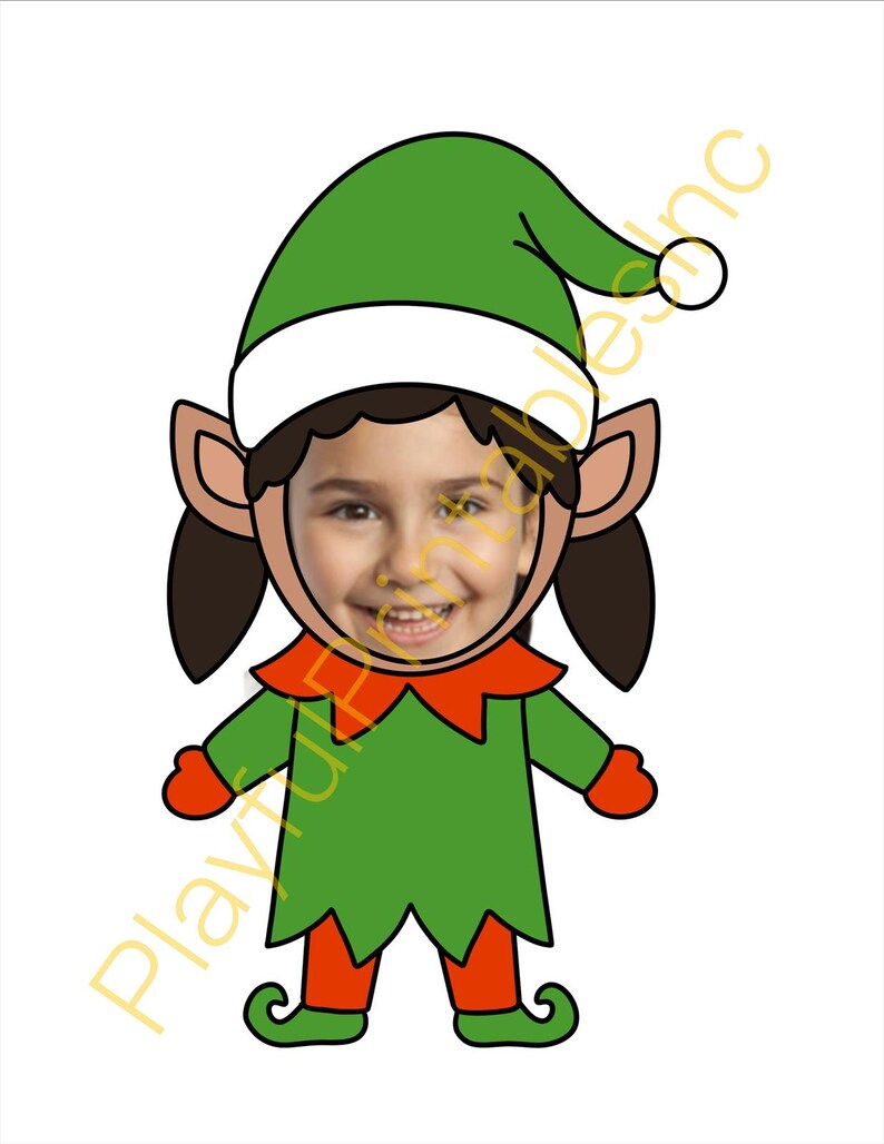 Personalized Girl Elf Face Insert & Coloring Page - Etsy