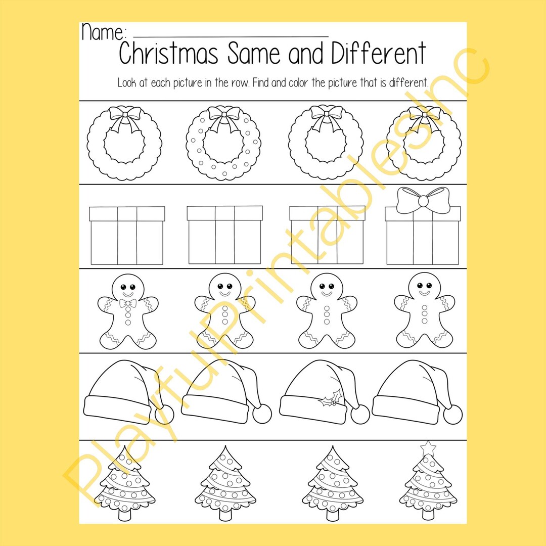 Christmas Same and Different Worksheet No Prep - Etsy