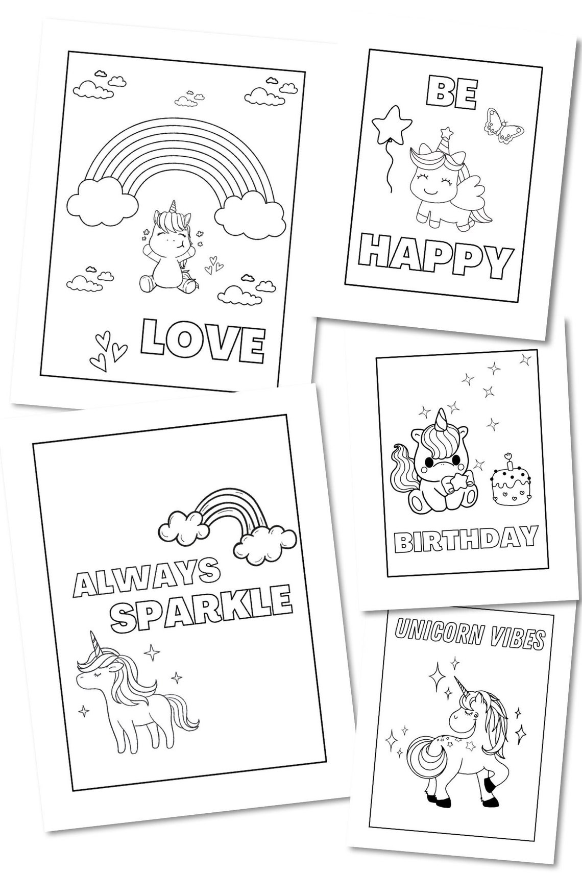 Unicorn Coloring Pages to Print for Kids Holiday Coloring Page - Etsy
