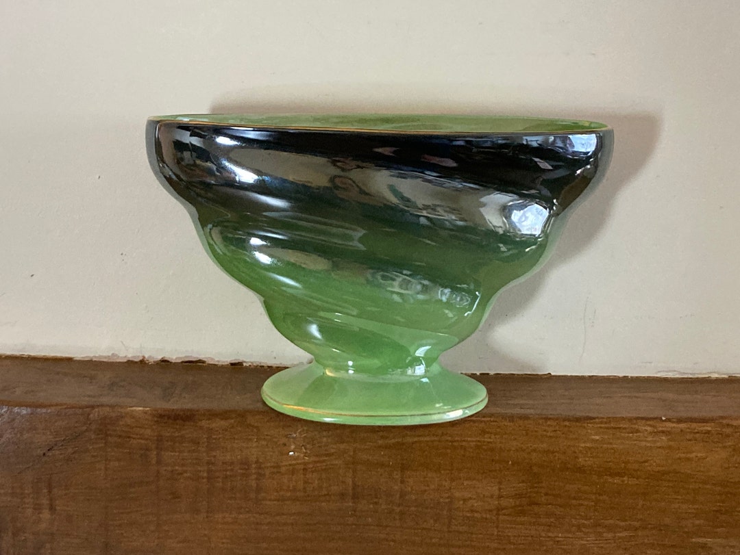Vintage Maling Pottery Vase: Green Ombré Lustre Mantle Vase - Etsy
