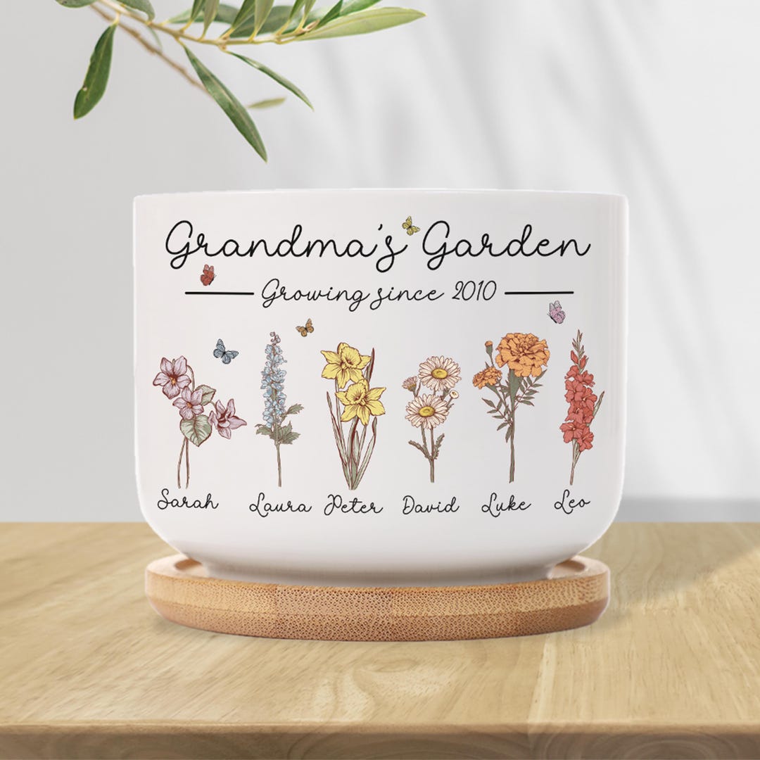 Grandma Flower Pot, Custom Birth Month Flower Plant Pot, Grandmas ...