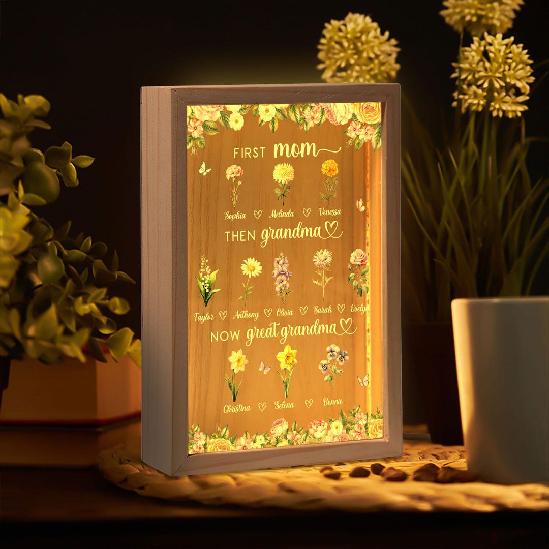 Personalized First Mom Then Grandma Now Great Grandma Frame Lamp ...
