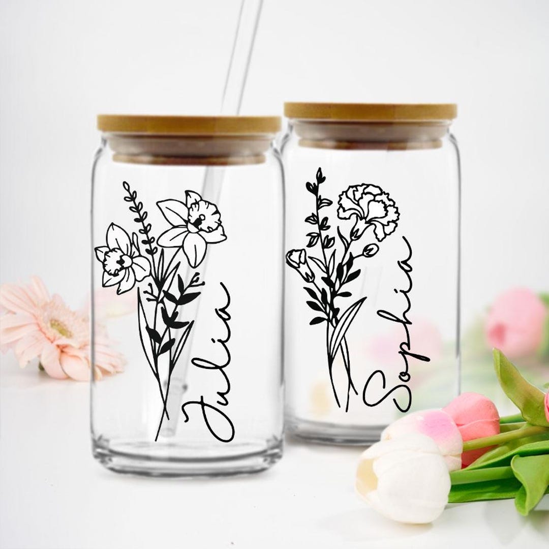 Custom Birth Flower Coffee Cup With Name Mothers Day Gift for Her ...