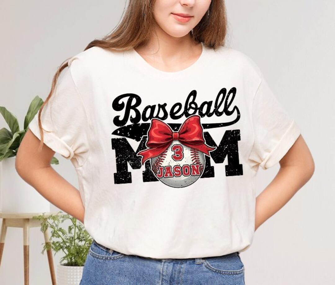Custom Baseball Mom Shirt, Personalized Baseball Gift for Mom Mama ...