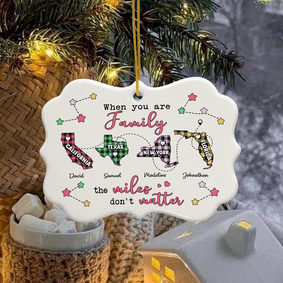Personalized Long Distance Family Christmas Ornament, Family Love Knows ...