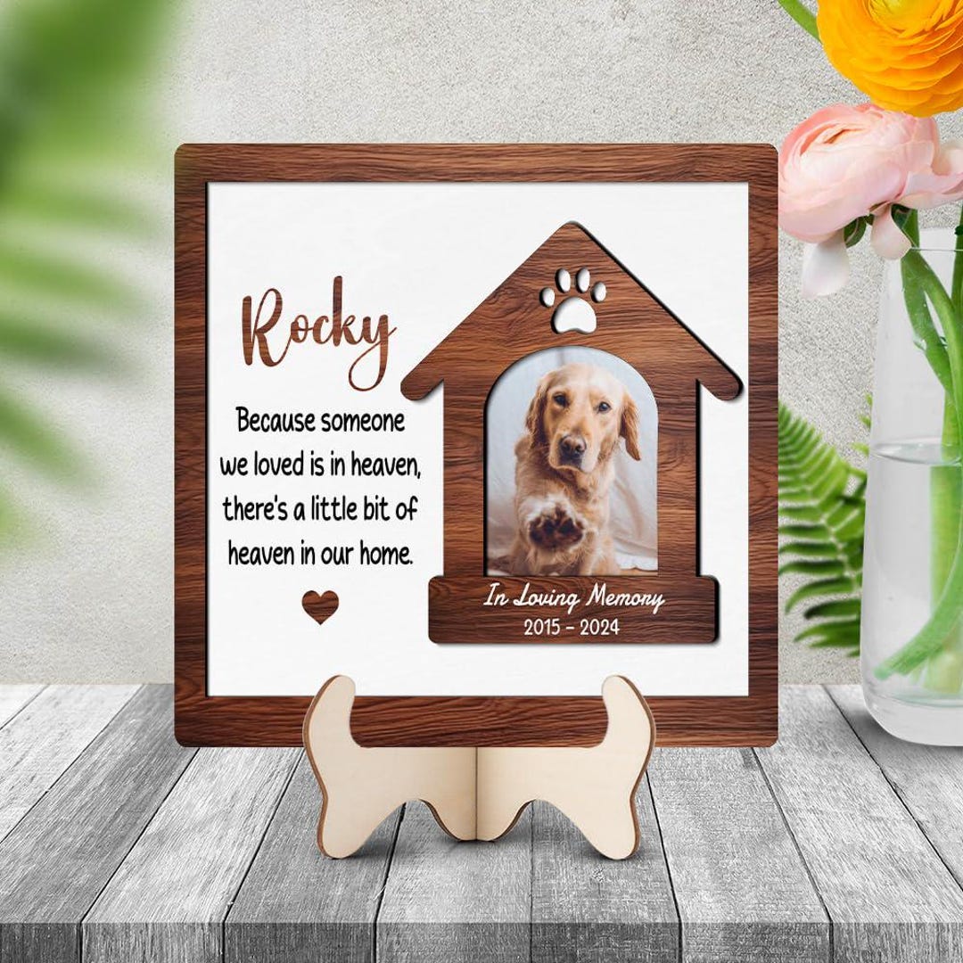 Dog Memorial Wood Frame, Memorial Pet Wooden Sign, in Loving Memory Dog ...