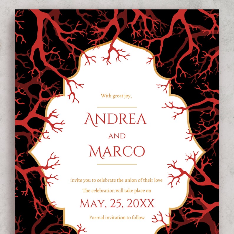 Save the Date Goth Vampire Invitation Bundle Enchanted Forest Elvish ...