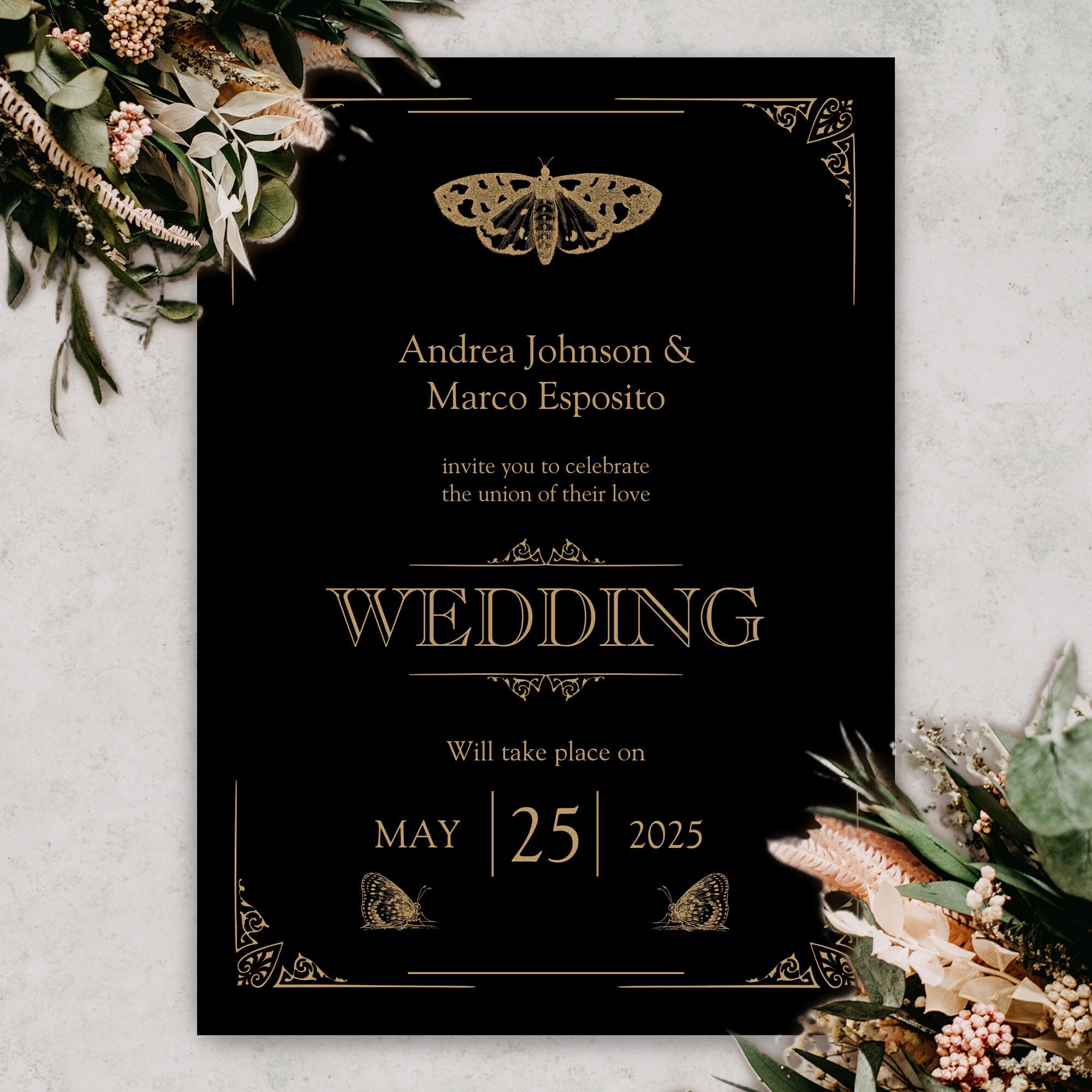 Gothic Wedding Invitation With Qr Code Victorian Vampire Goth Wedding ...