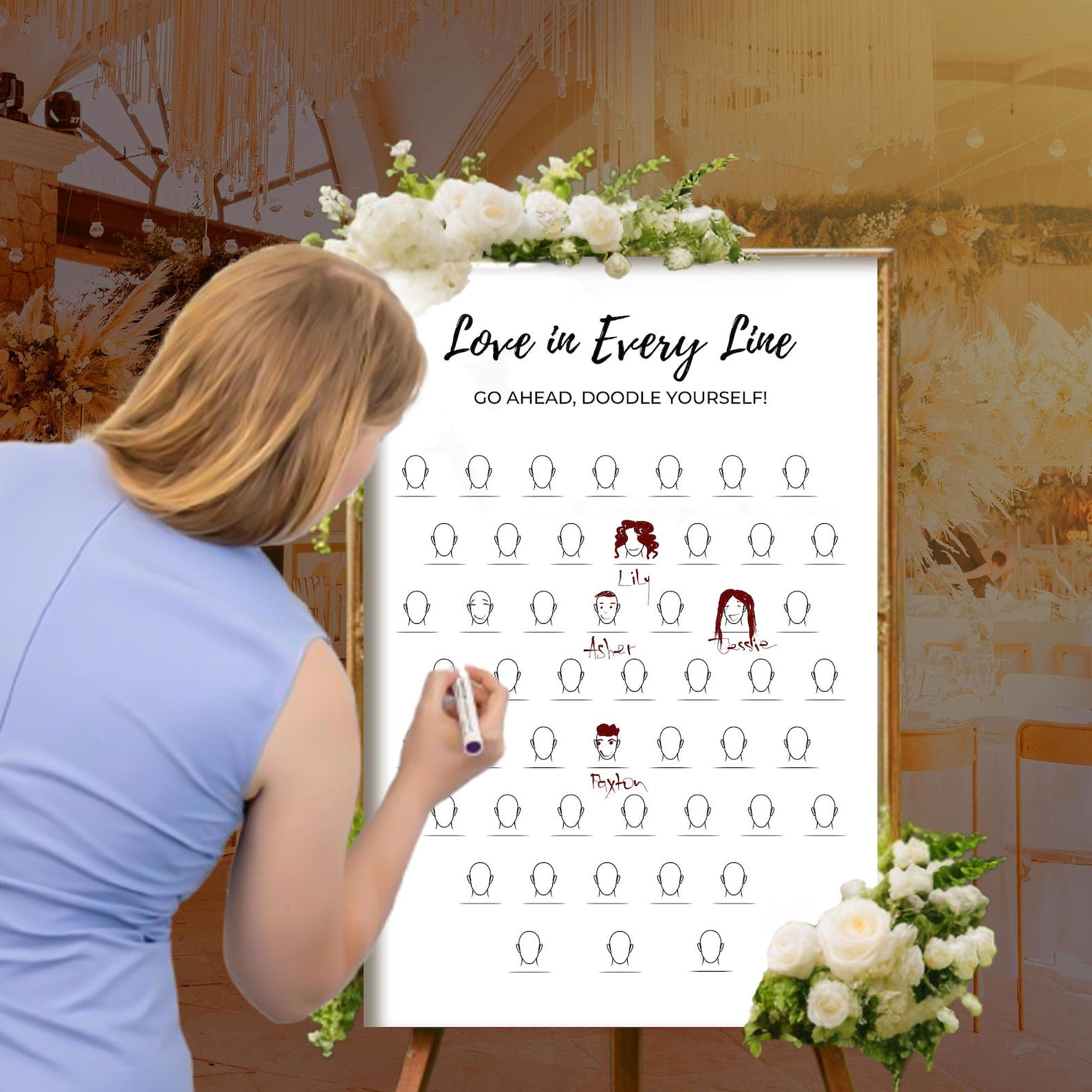 Wedding Guest Book Alternative DIY Unique Idea Guest Book Sign Drawing ...