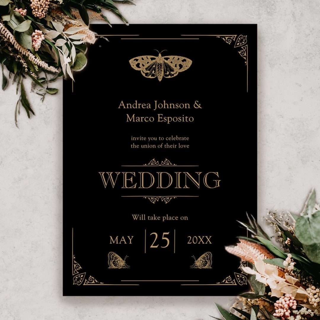 Gothic Wedding Invitation With Qr Code Victorian Vampire Goth Wedding ...