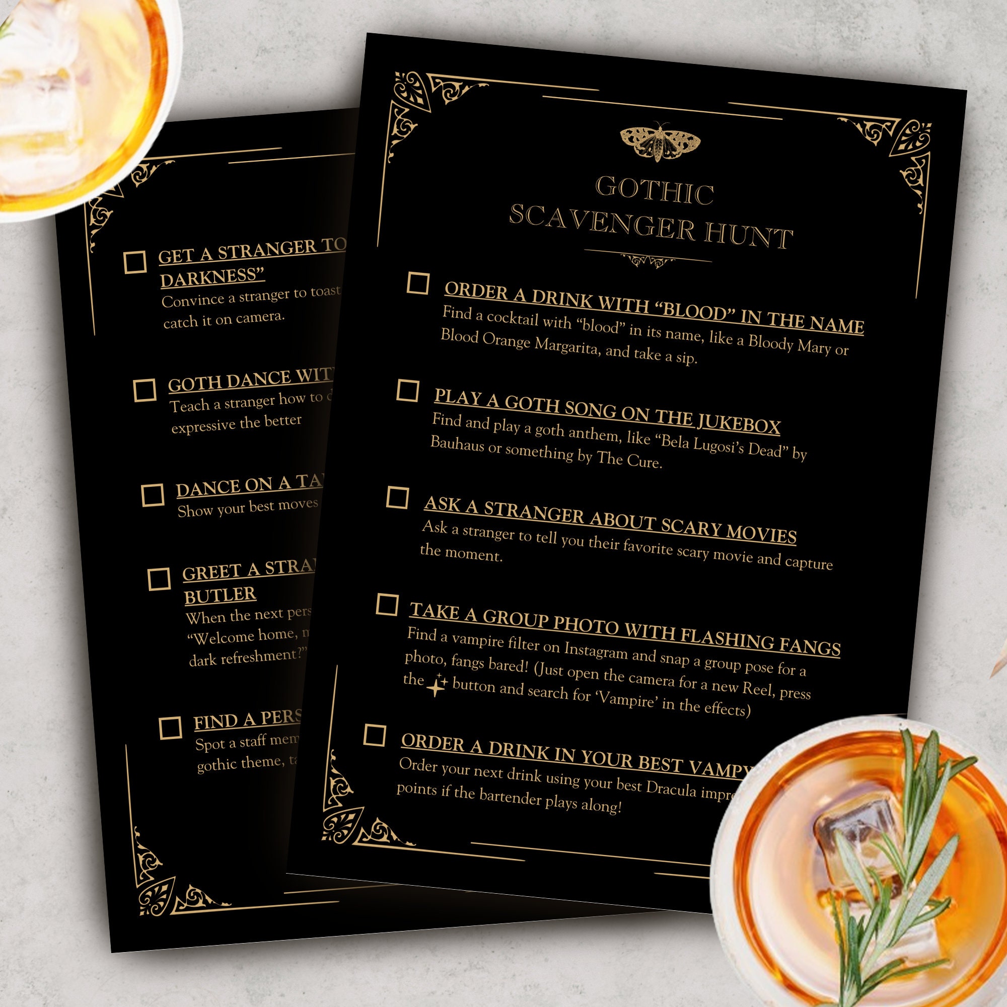 Goth Bachelorette Scavenger Hunt Template Bar Crawl Adult Scavenger ...