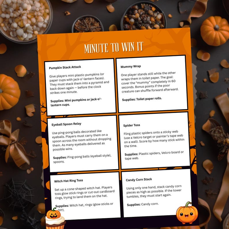 Halloween Minute to Win It Games, Halloween Party Games for Kids and ...
