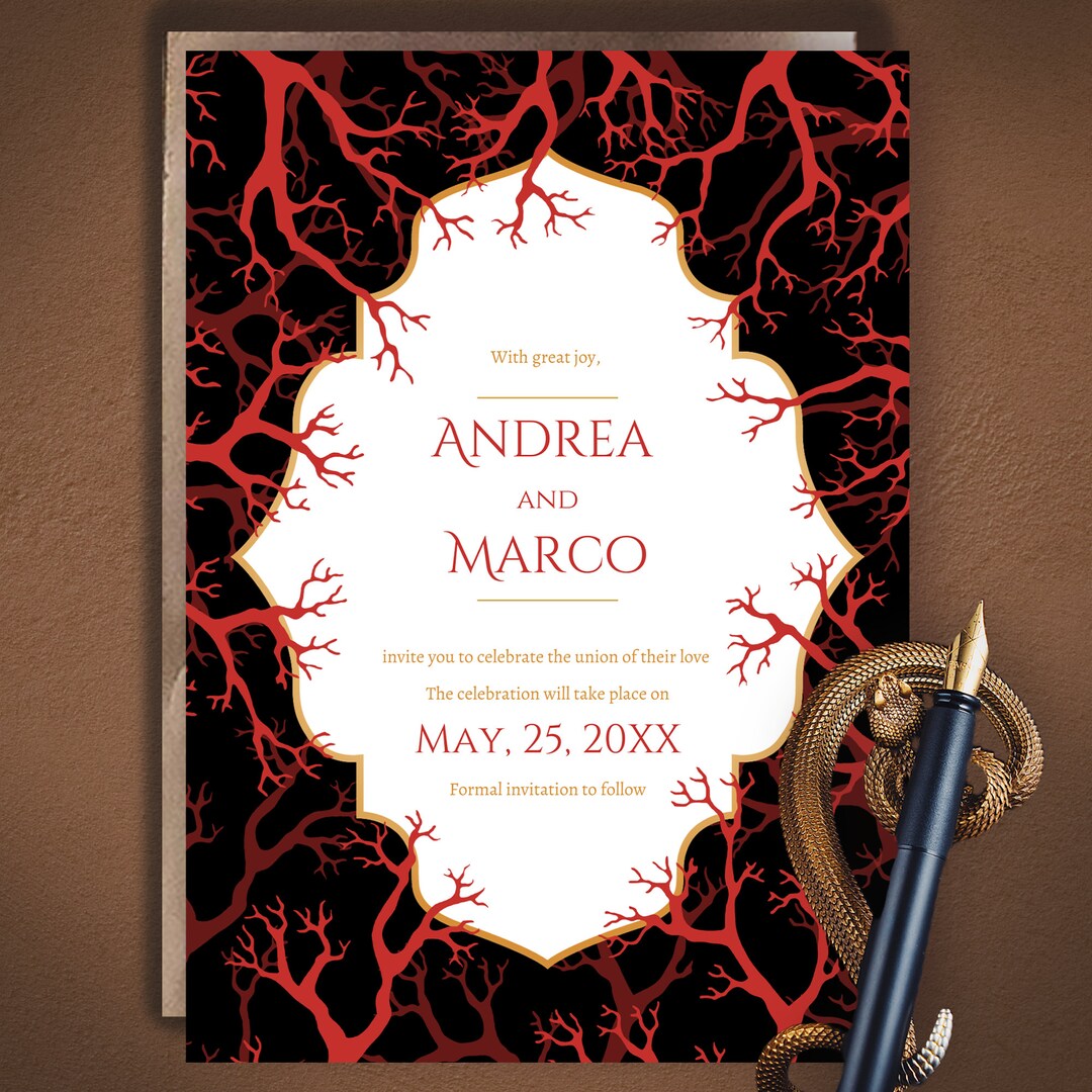 Save the Date Goth Vampire Invitation Bundle Enchanted Forest Elvish ...