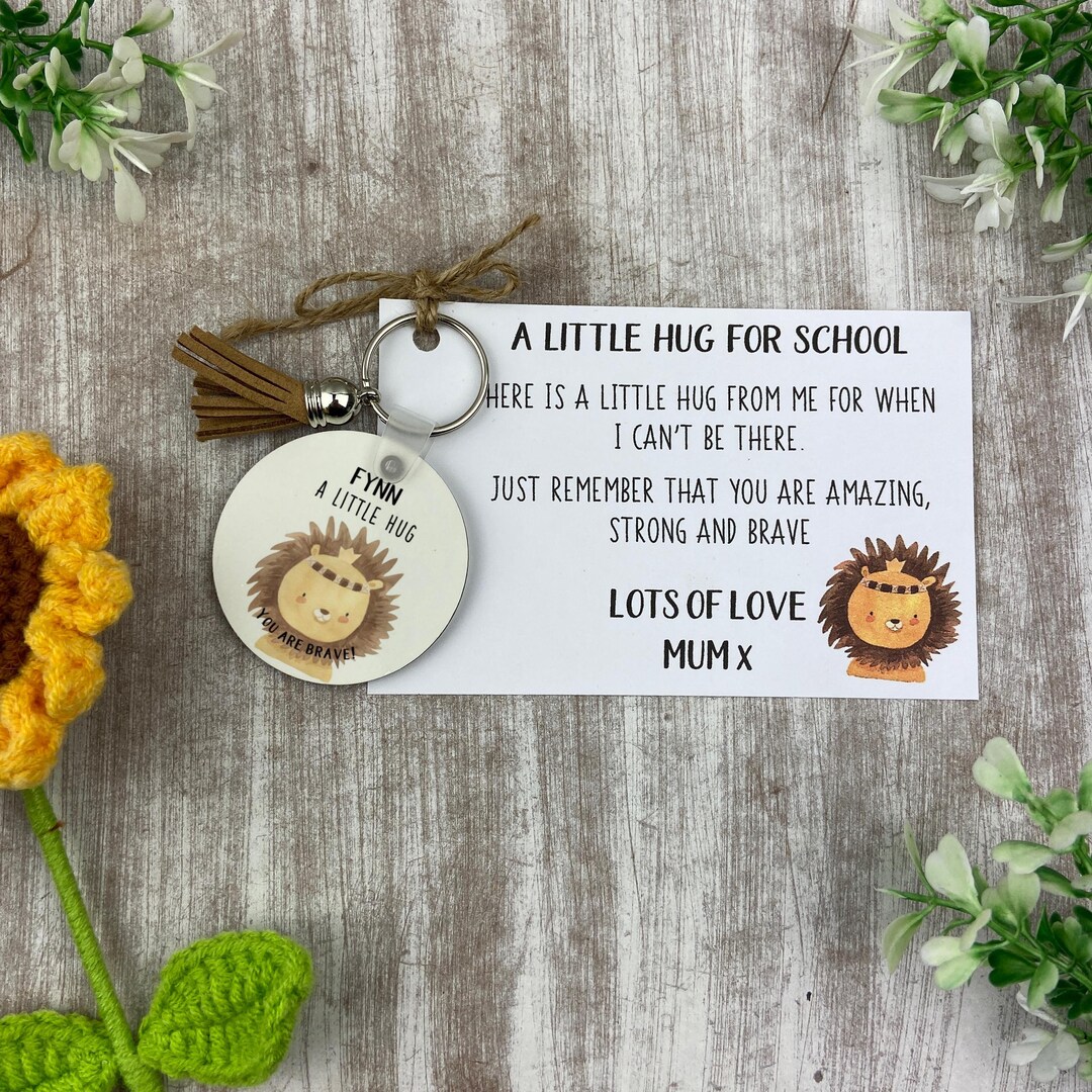 Personalised Pocket Hug Keyring for Kids | First Day of School Gift ...