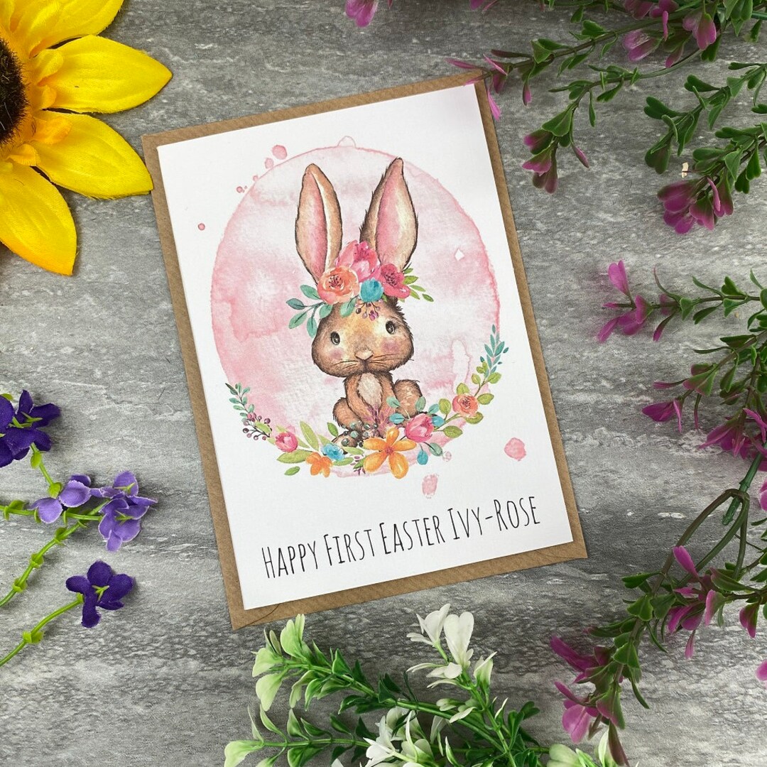 Cute Rabbit Happy First Easter Card, First Easter Card, Card for ...