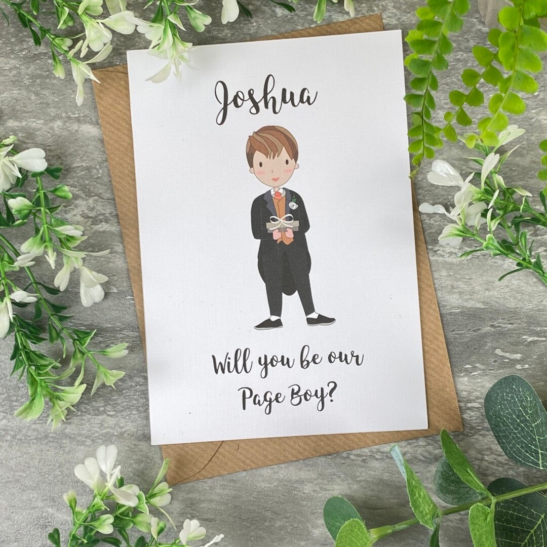 Will You Be My Page Boy Card, Personalised Card, Wedding Card, Page Boy ...