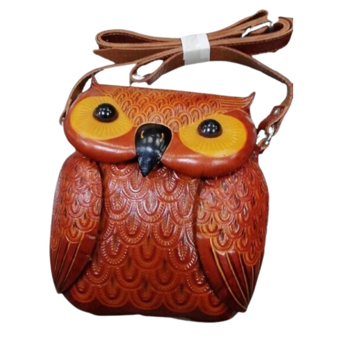 BROWN OWL, Genuine Leather, Crossbody Sling Bag, Lion Zipper Closure ...