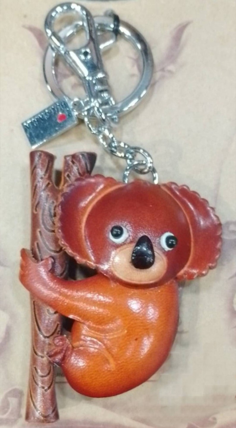 RED KOALA Original Design Genuine Leather Keyringanimal - Etsy