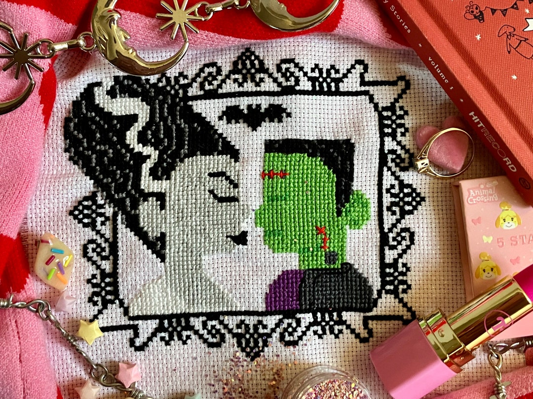 Frankenstein Love Cross Stitch Pattern Valentines Day Cross Stitch ...